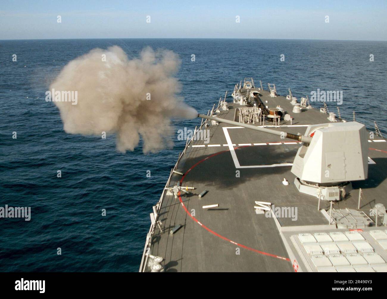 US Navy the crew of USS Preble (DDG 88) fires live ammunition from a 5 ...