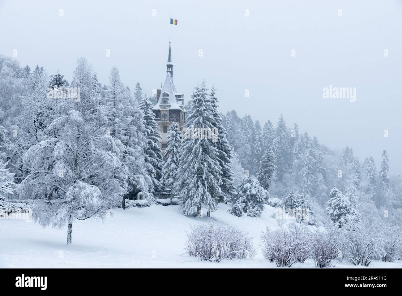 The Peles Castle in Romania in winter Stock Photo - Alamy