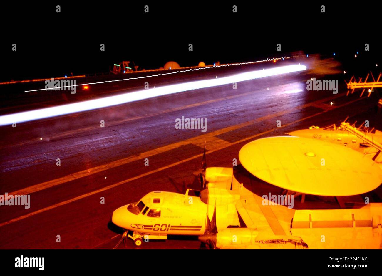 US Navy F-A-18 night launch aboard USS Harry S. Truman CVN 75 Stock ...