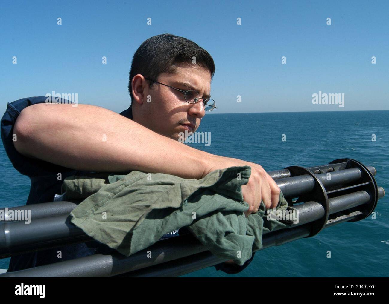 US Navy CIWS Preventative Maintenance at sea Stock Photo - Alamy