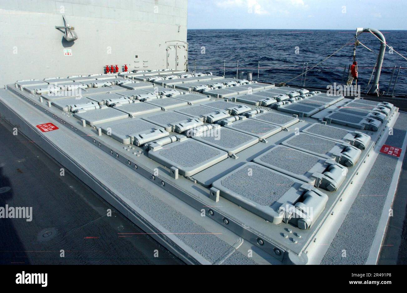 US Navy A topside view of the forward MK-41 Vertical Launching System ...