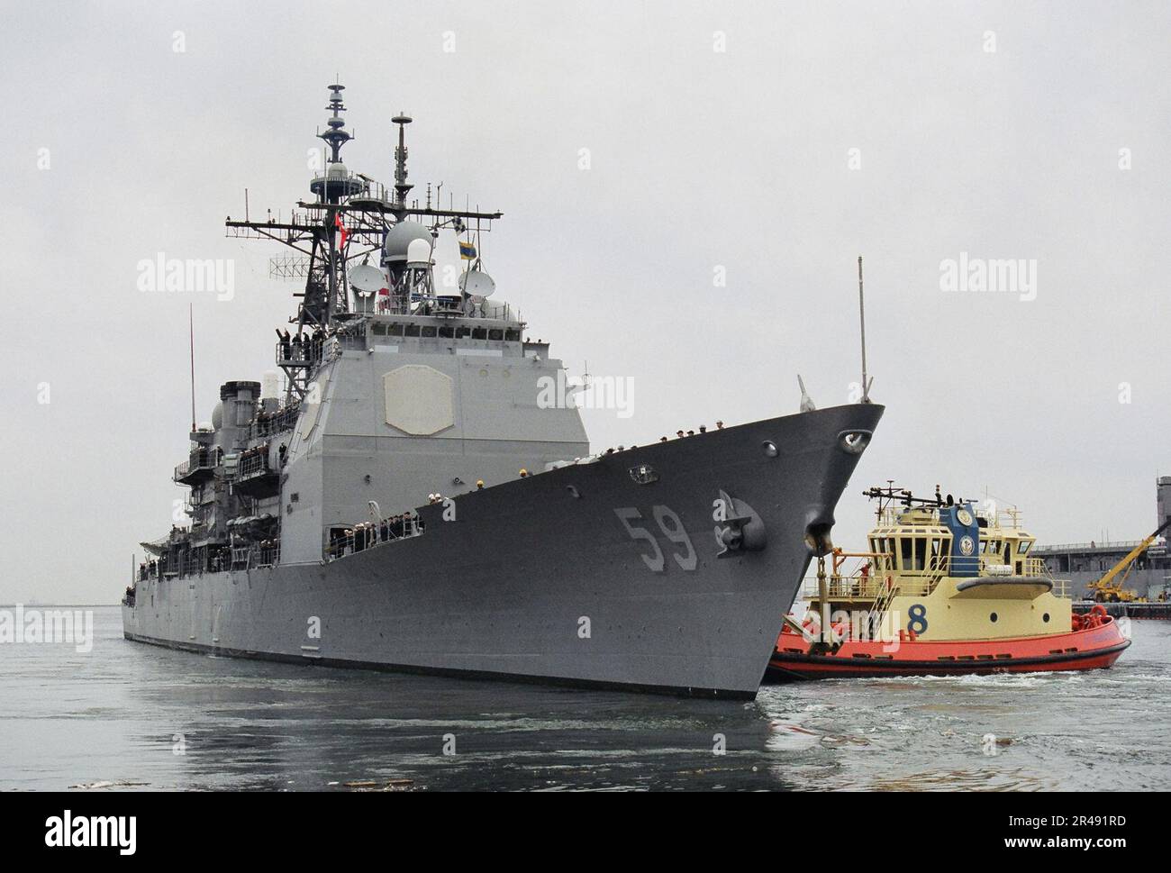 US Navy USS Princeton (CG 59) pulls away from its homeport of Naval ...