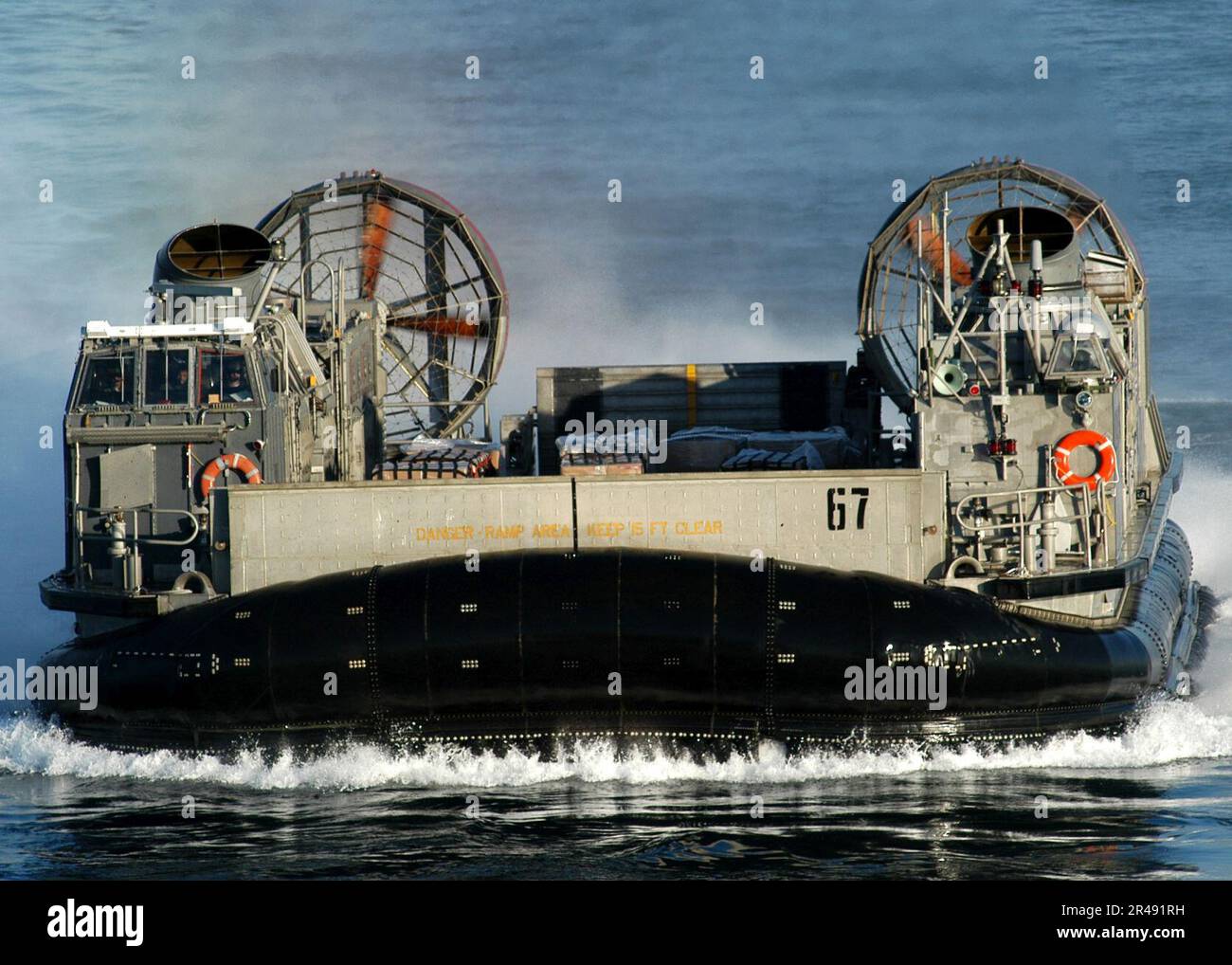 US Navy A Landing Craft Air Cushion (LCAC) craft on approach to the ...