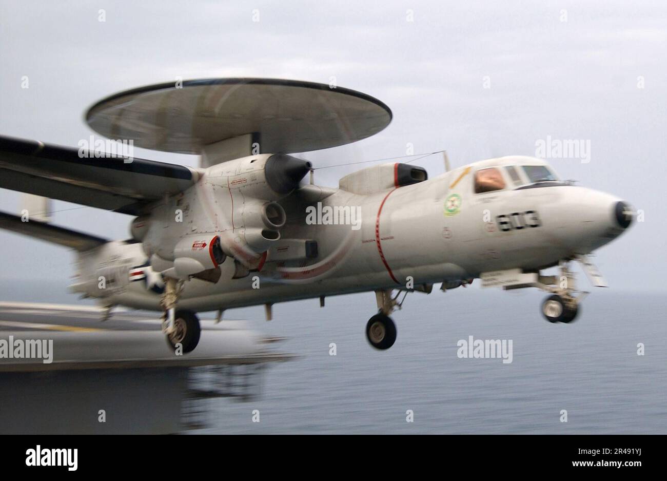 US Navy E-2C Hawkeye launches from USS Kitty Hawk CV 63 Stock Photo - Alamy