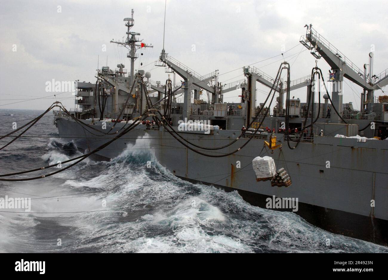 US Navy The fast combat support ship USS Sacramento (AOE 1) sends cargo ...