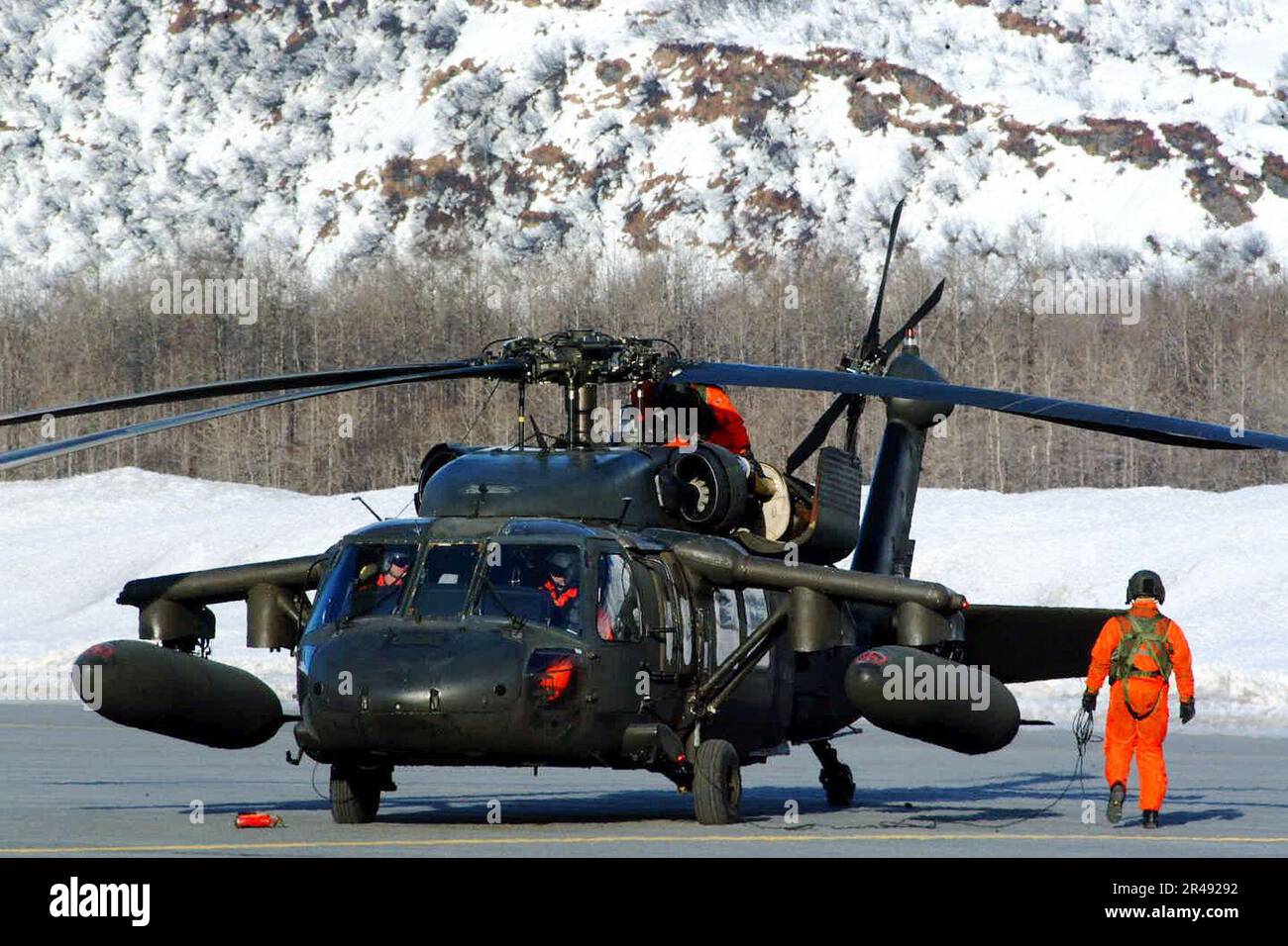 US Navy A UH-60 Black Hawk crew prepares for lift-off during Exercise ...