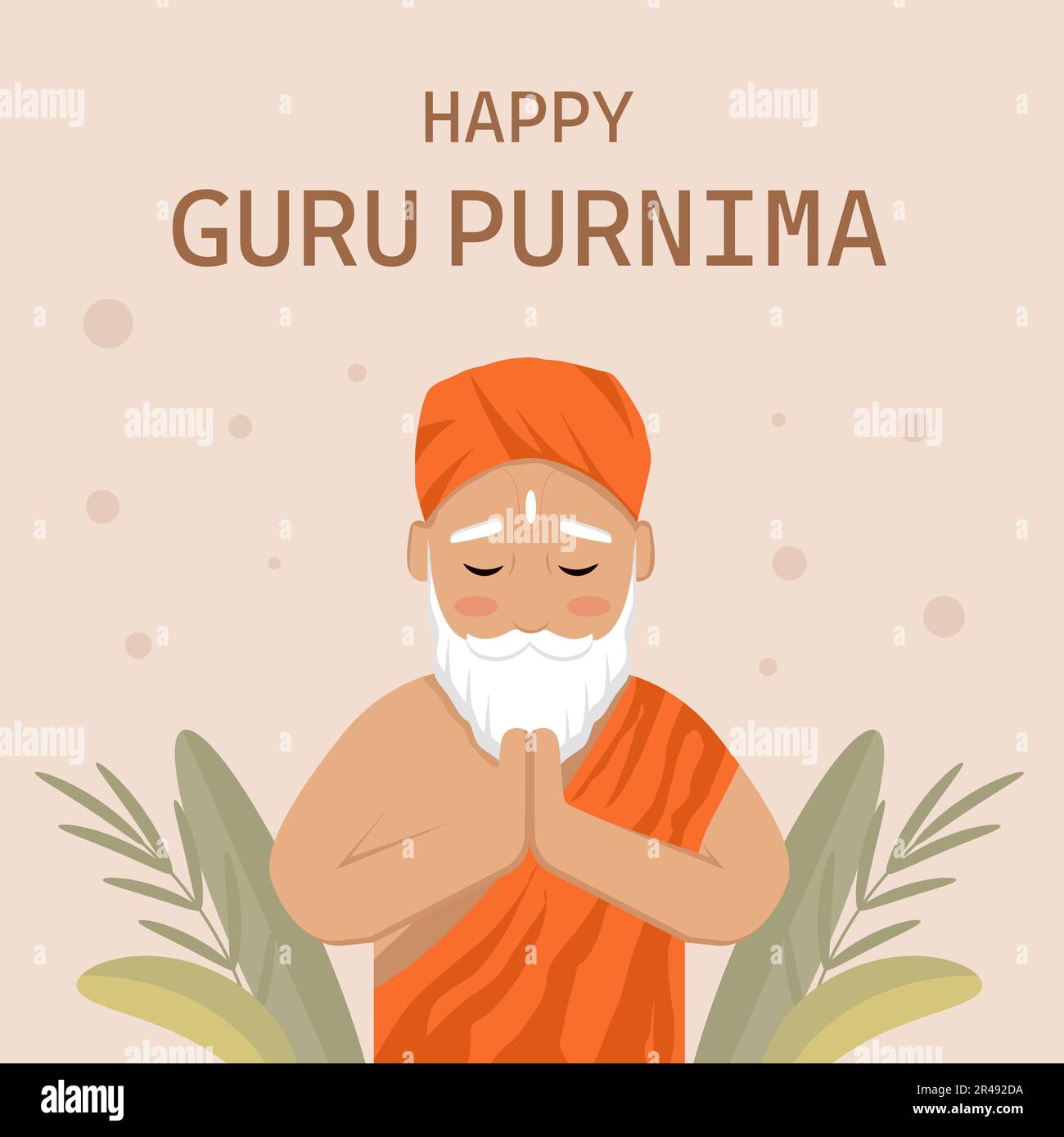 vector flat happy guru purnima illustration design with leaves Stock ...