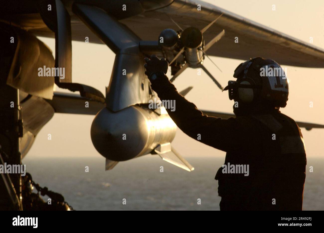 US Navy A plane captain goes through all of the pre-flight checks Stock ...