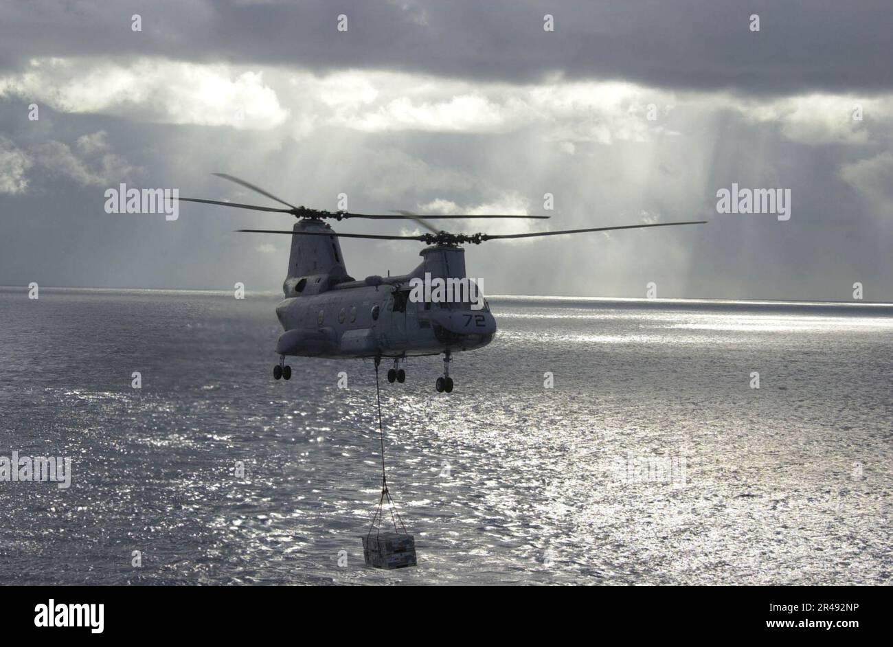 US Navy A CH-46D Sea Knight assigned to the Gunbearers of Helicopter ...