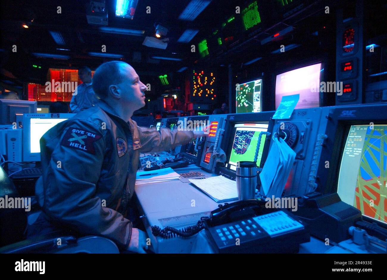 US Navy A Tactical Air Officer (TAO) on the USS Harry S. Truman (CVN 75 ...