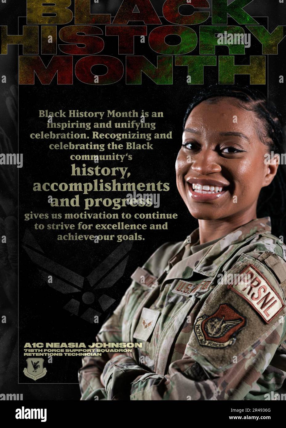 An infographic shows Airman 1st Class Neasia Johnson, 718th Force ...
