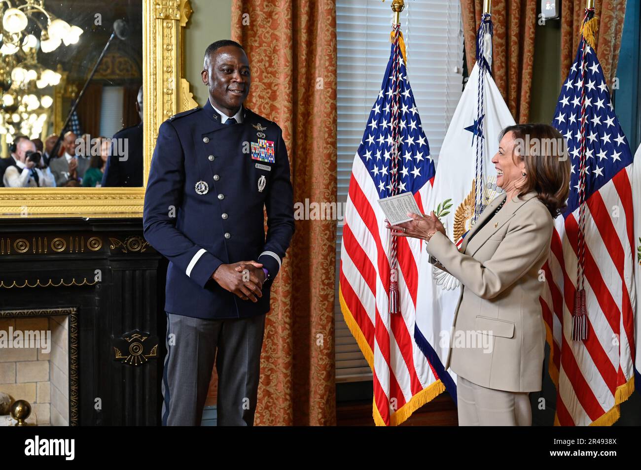 Vice President Kamala Harris applauds Space Force Col. Jacob Middleton ...