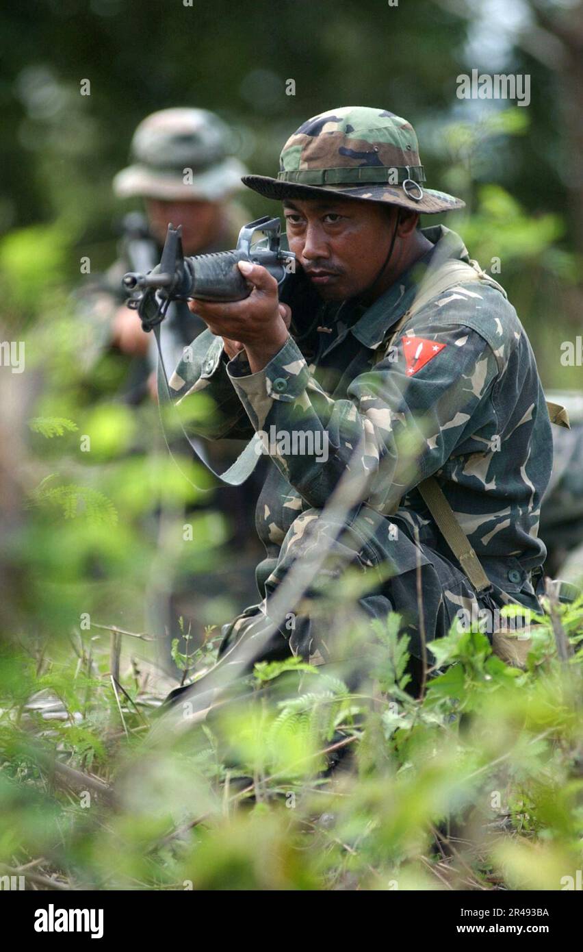 US Navy A member of the Armed Forces Philippines (AFP) demonstrates ...