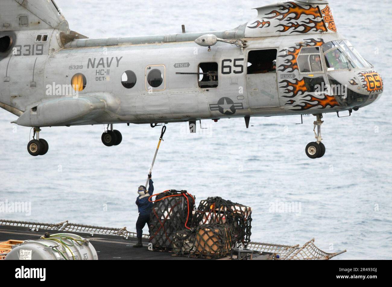 US Navy A Sailor aboard fast combat support ship USS Rainier (AOE 7 ...