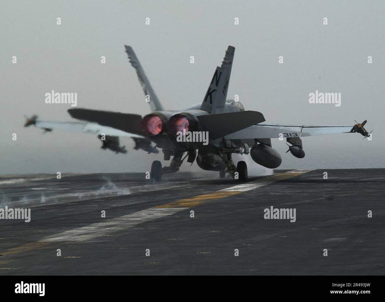 US Navy An F-A-18C Hornet assigned to Strike Fighter Squadron One One ...