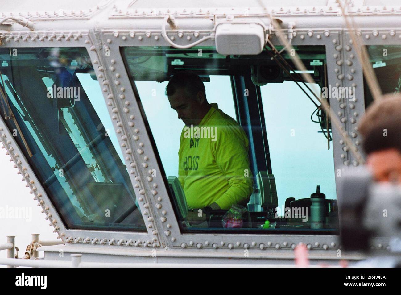 US Navy The Air Boss supervises operations on the flight deck during ...