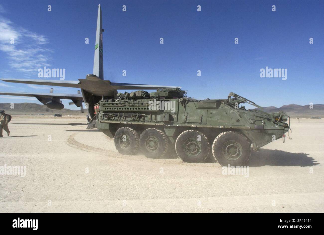 US Navy A Stryker interim armored vehicle speeds away after being ...