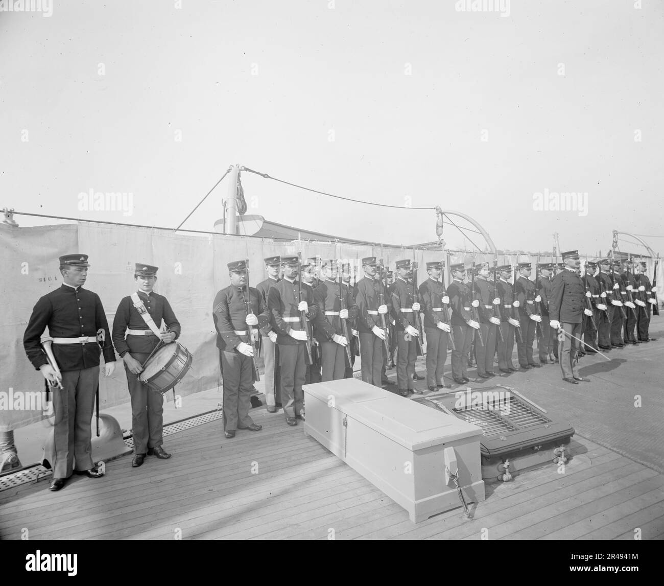 U.S.S. Iowa, Marine guard, ca 1898 Stock Photo - Alamy