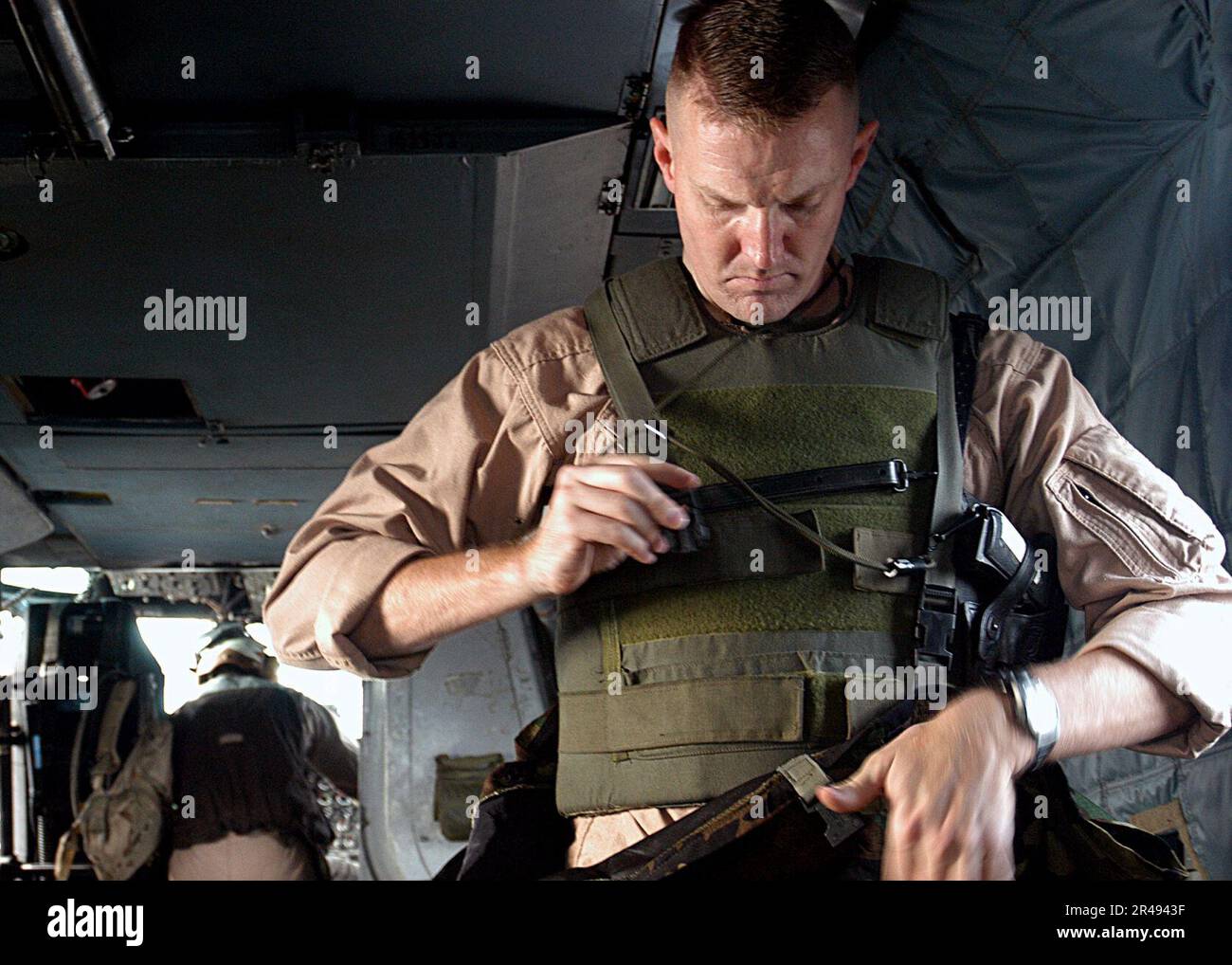 US Navy A CH-53E 'Super Stallion' helicopter pilot, prepares his flight ...