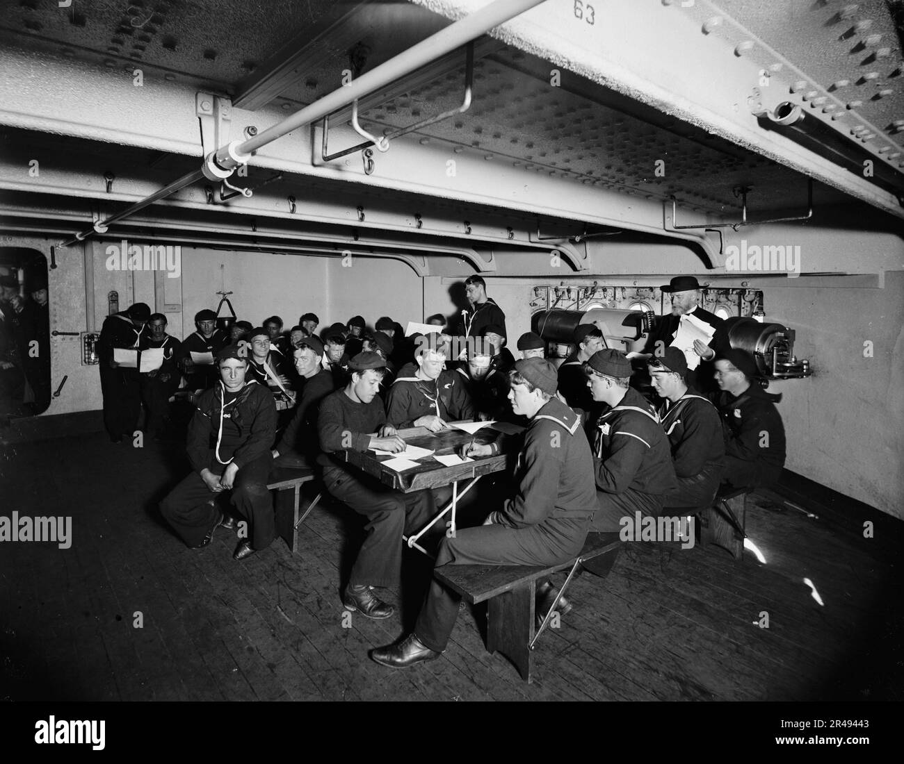 U.S.S. Brooklyn, apprentice boys at school, between 1896 and 1901 Stock ...