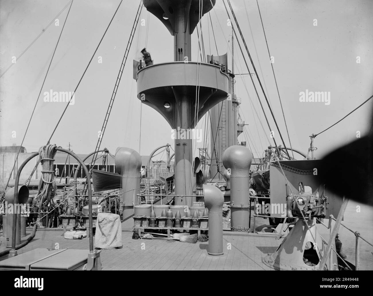 U.S.S. New Orleans, looking forward from quarter-deck, 1900 or 1901 ...