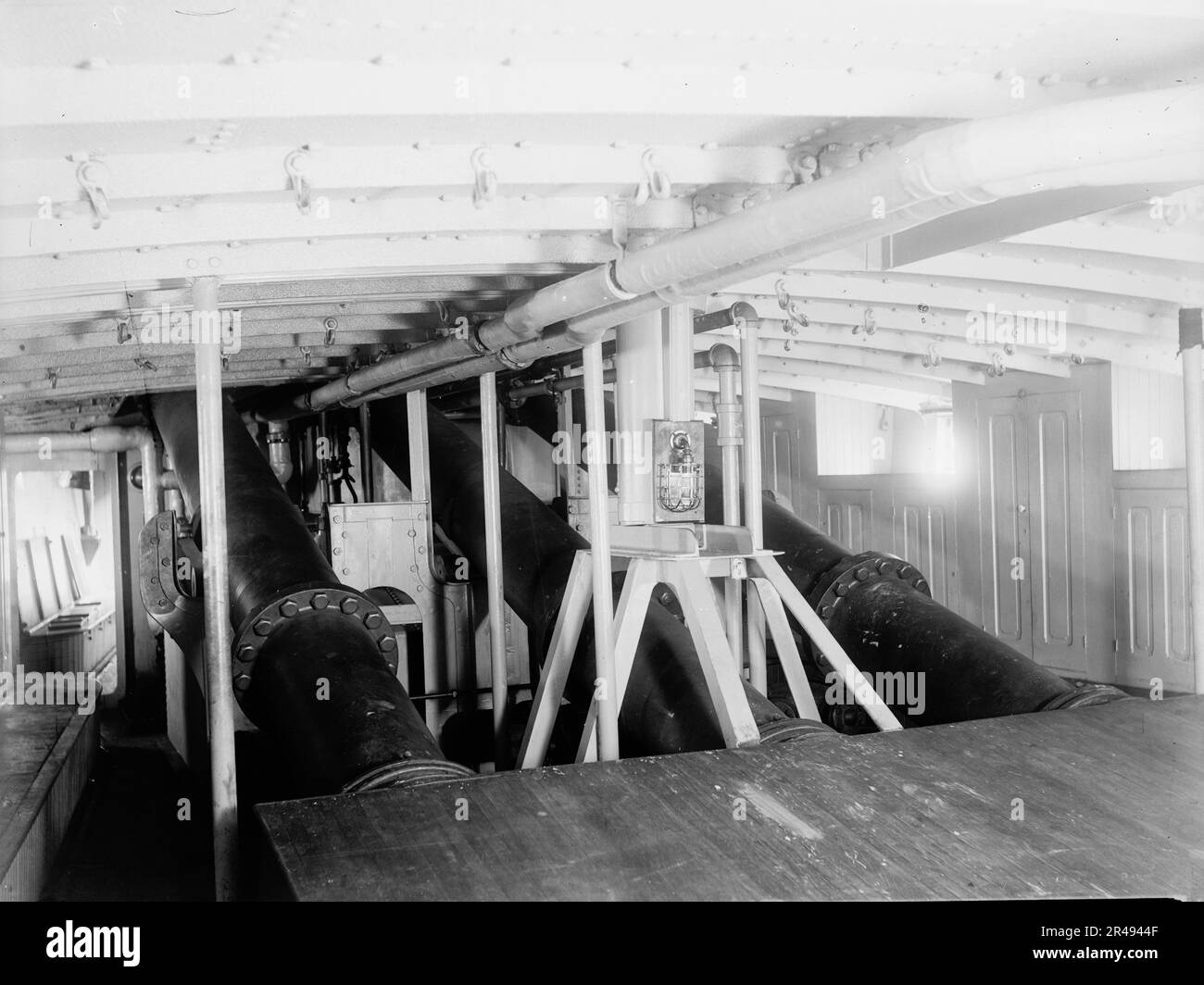 U.S.S. Vesuvius, barrels of dynamite guns, between 1886 and 1901 Stock ...