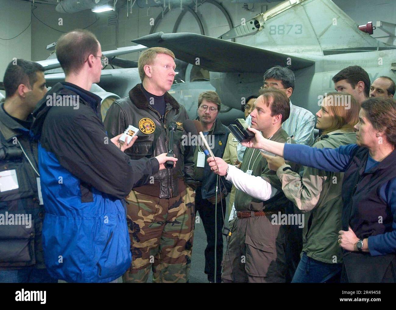 US Navy Rear Admiral John D. Stufflebeem, Commander, Carrier Group Two ...