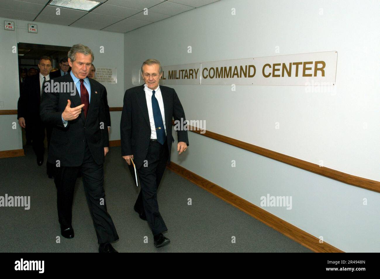 US Navy President George W. Bush and Secretary of Defense Donald H ...