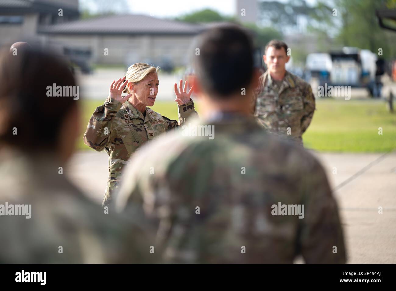 Col. Allison Black, 1st Special Operations Wing Commander, speaks to ...