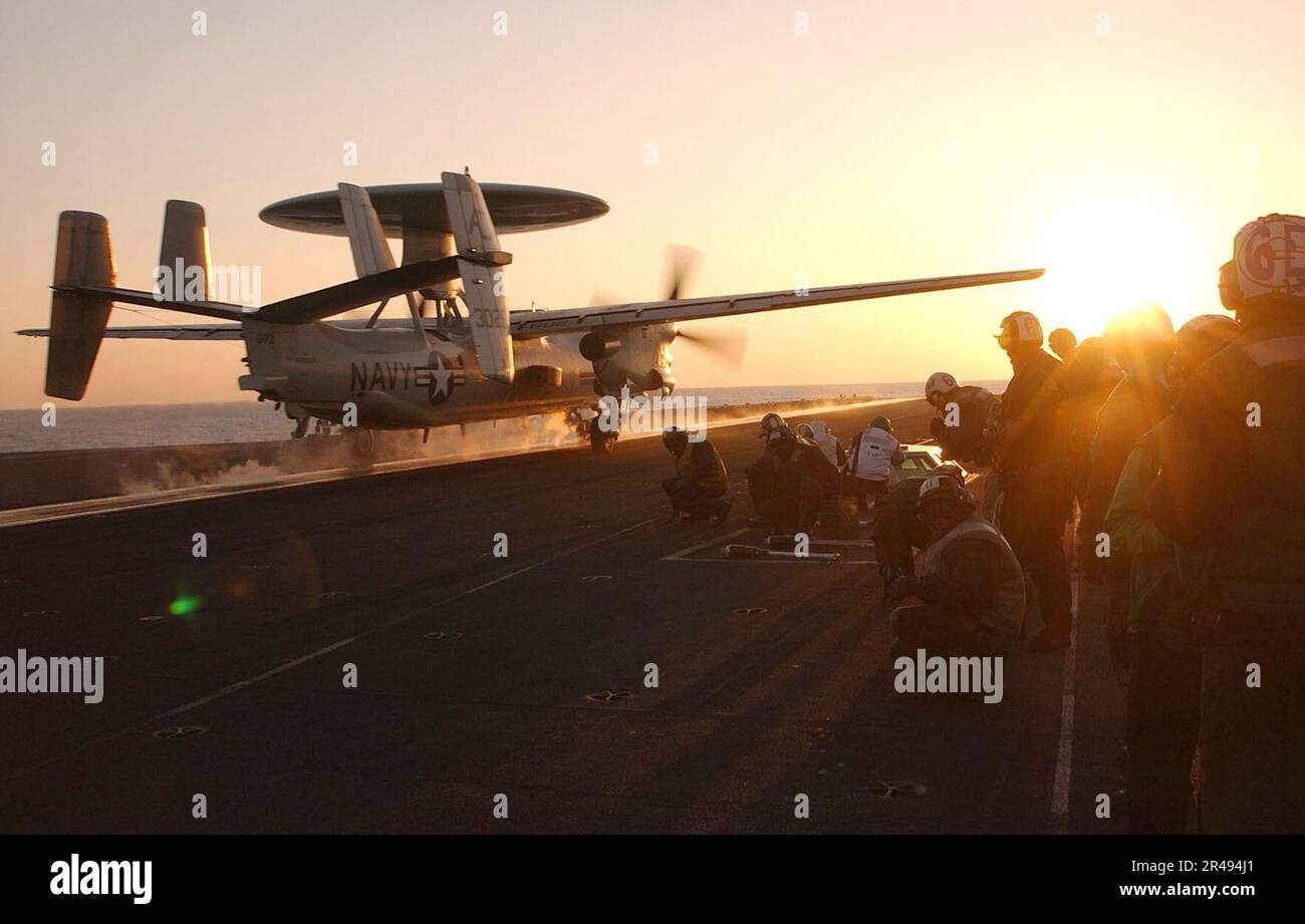 US Navy An E-2C Hawkeye assigned to the Seahawks of Carrier Airborne ...