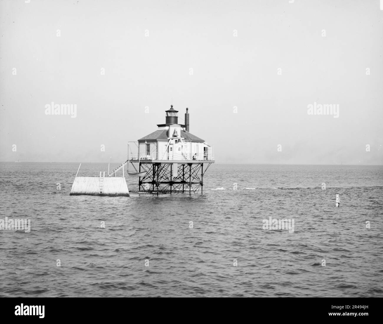 Black and white photo of a isolated lighthouse hi-res stock photography ...