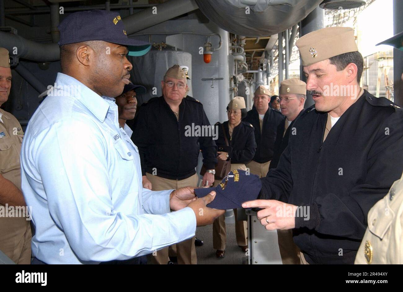 US Navy Hull Technician 1st Class Sailor Of the Year presents a command ...