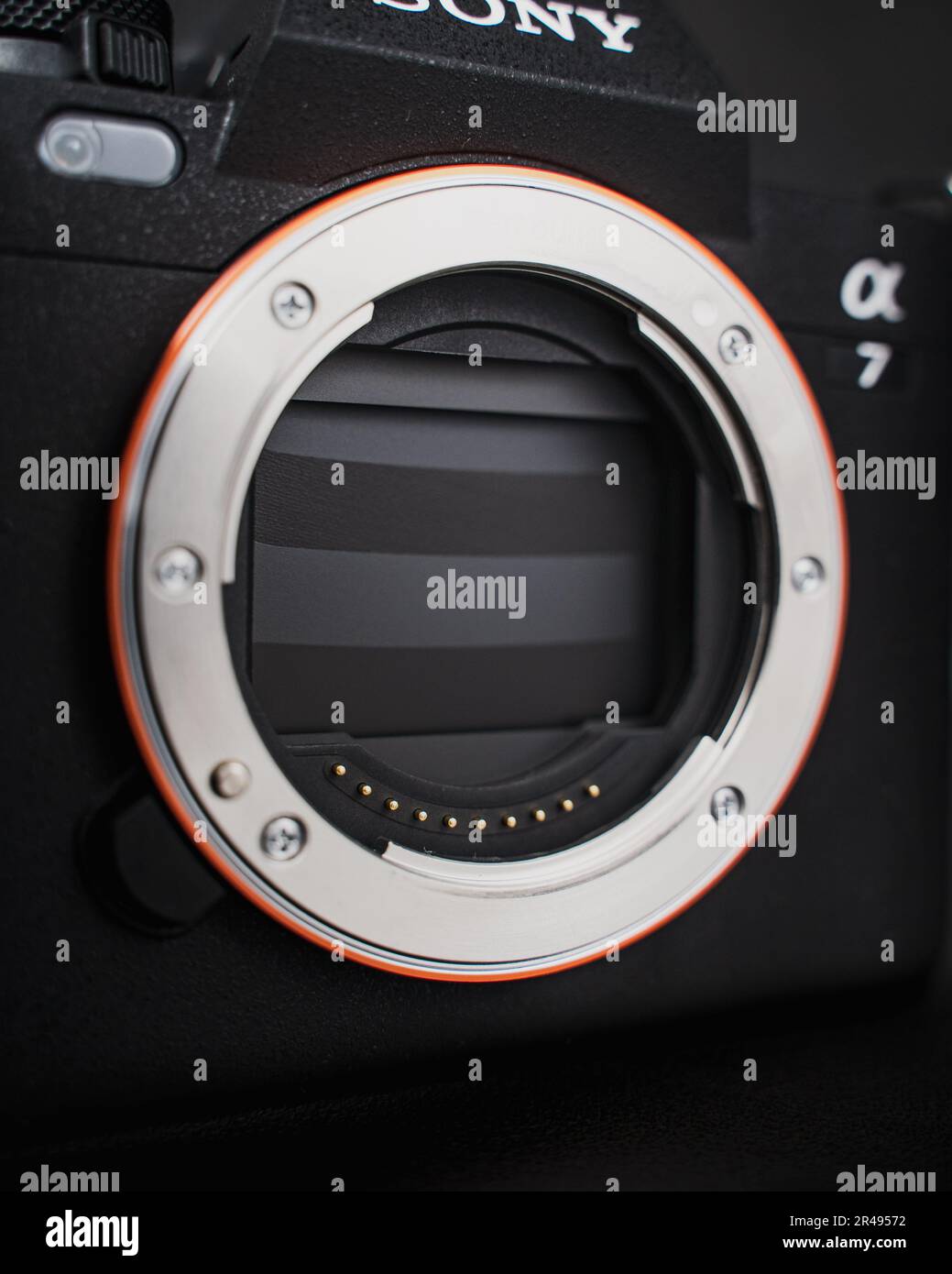 A close up image of Sony Alpha A7 IV Mirrorless digital camera Stock ...