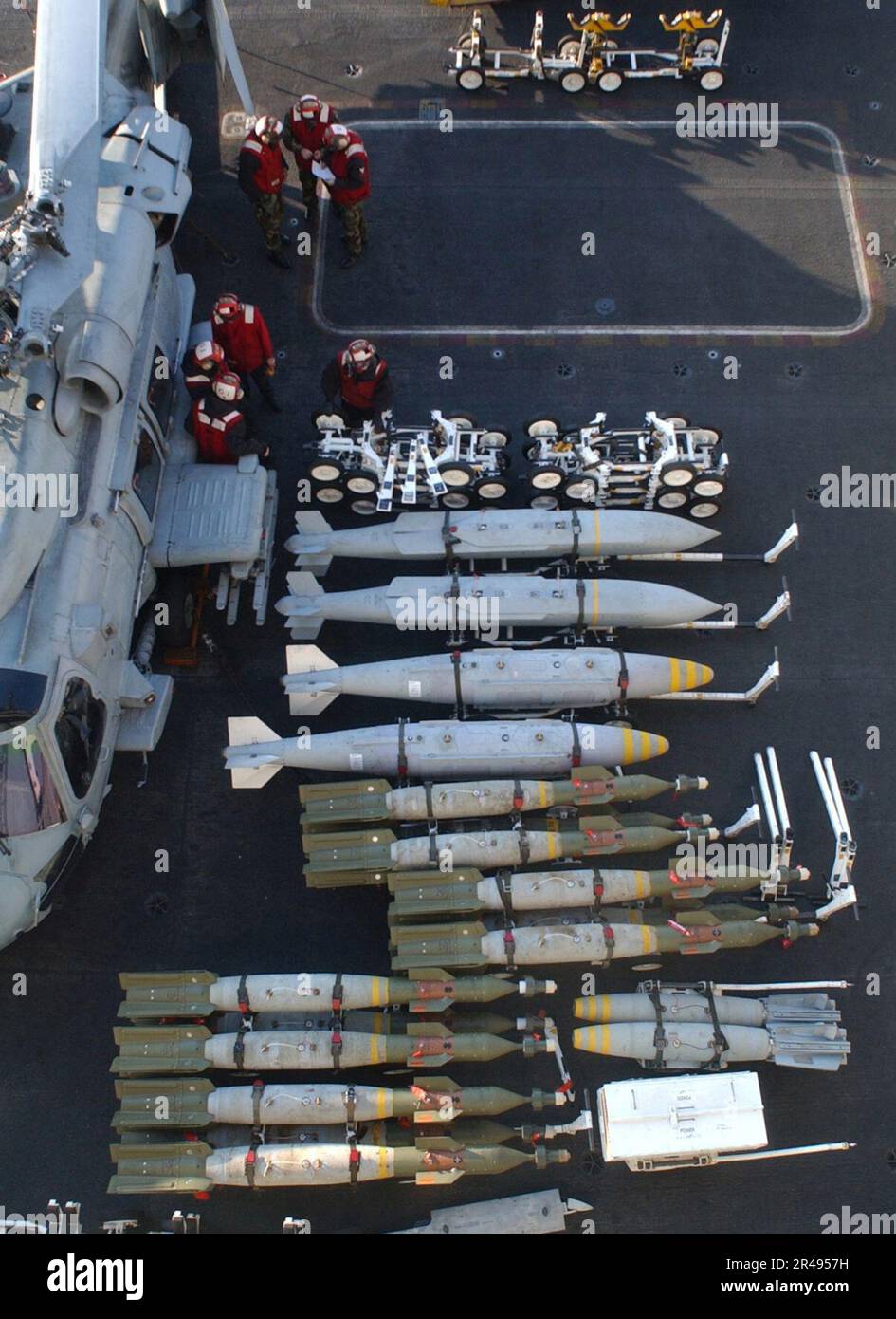 US Navy Aviation Ordnance personnel from Carrier Air Wing Eight (CVW-8 ...