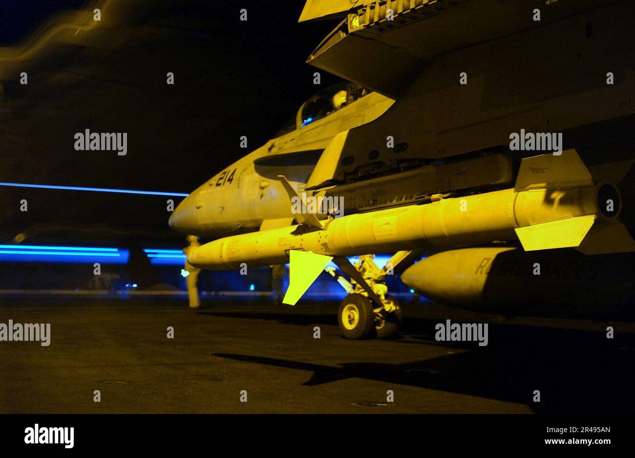 US Navy A High Speed Anti-Radiation Missile (HARM) is positioned on an ...