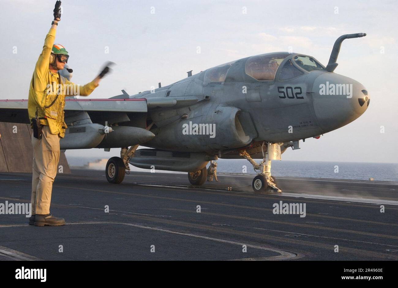 US Navy A flight deck 'Shooter' goes through the final stage of safety ...