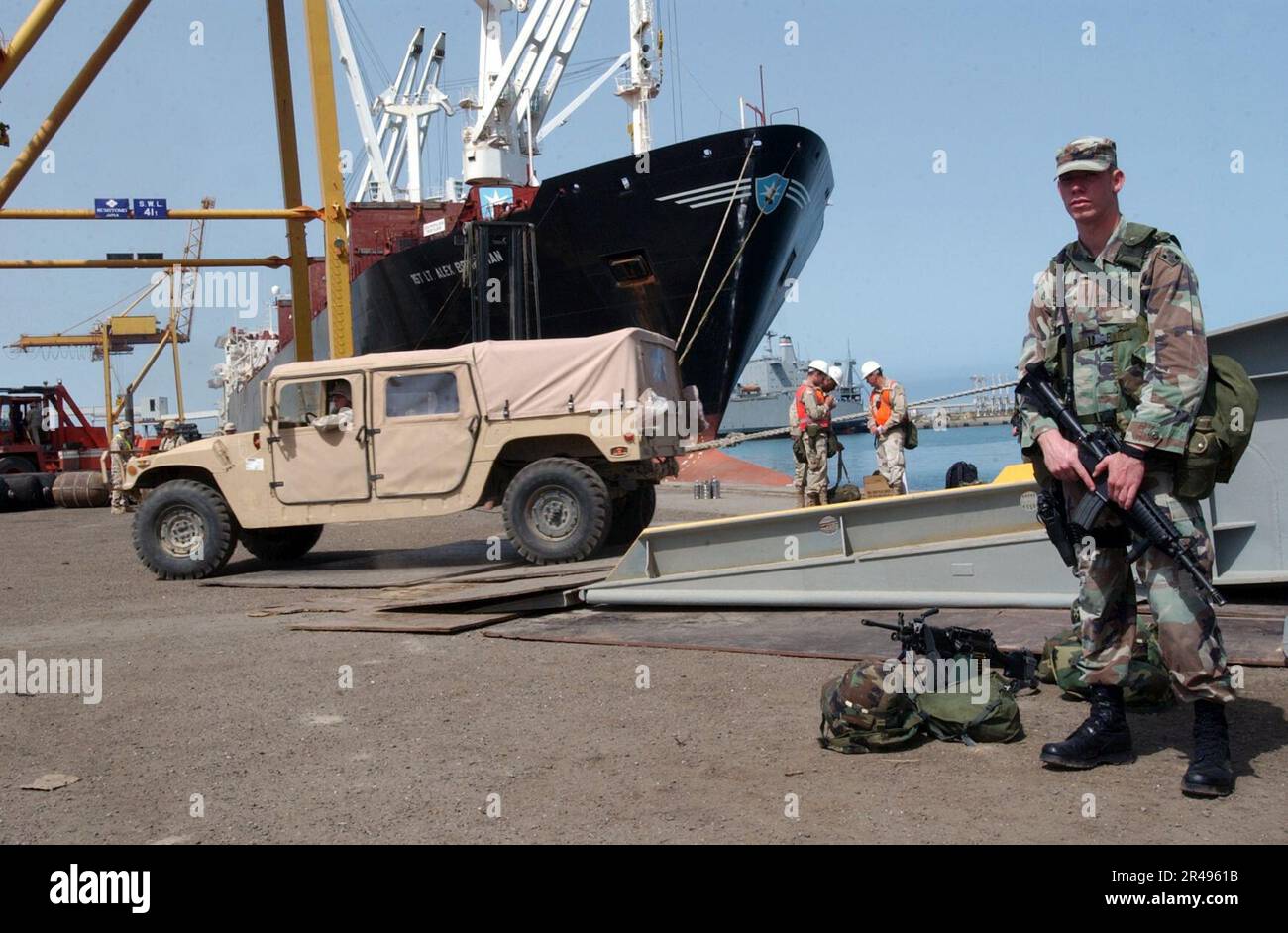 US Navy A U.S. Army High Mobility Multipurpose Wheeled Vehicle (HMMWV ...