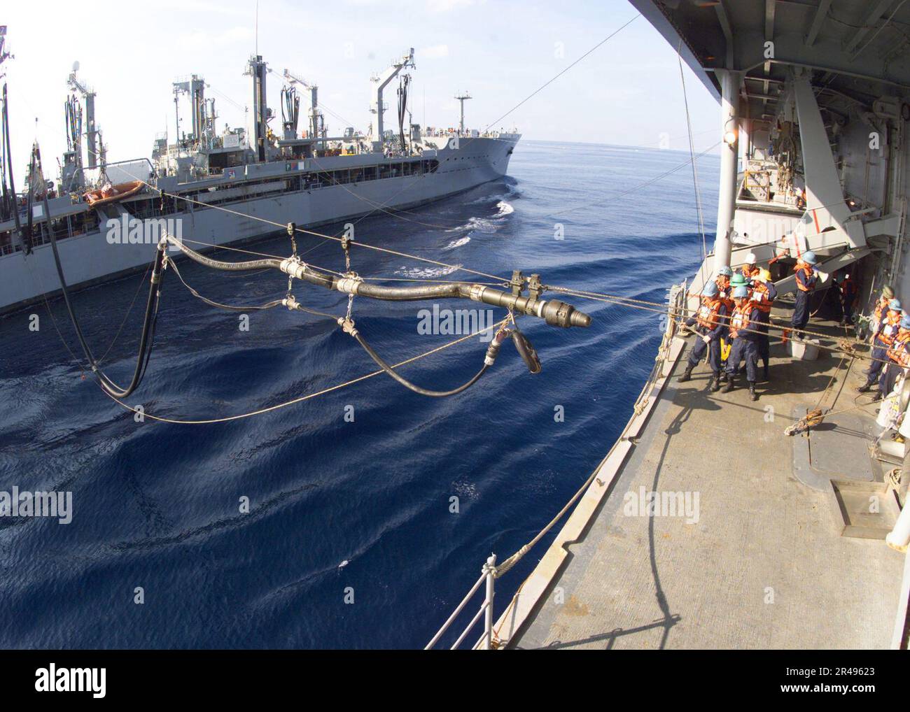 US Navy The refueling hose from the Military Sealift Command (MSC ...