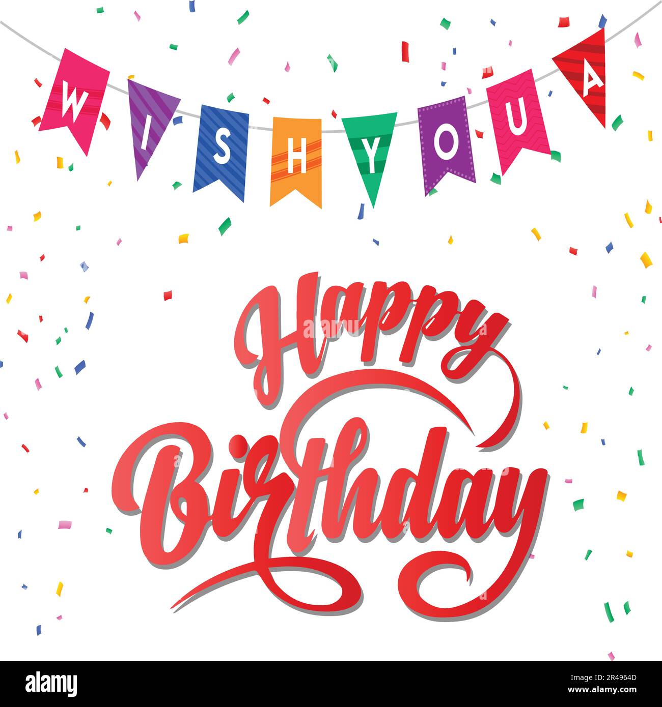 Happy birthday colors flags and confetti background Stock Vector Image ...