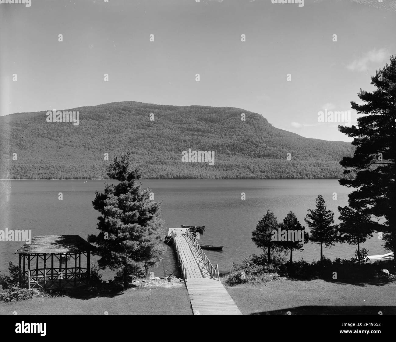 View lake from dock Black and White Stock Photos & Images - Alamy
