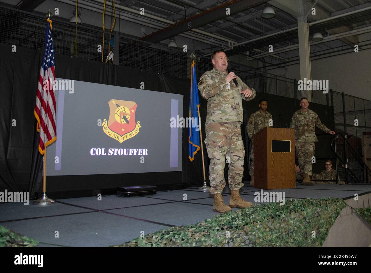 Col. Douglas Stouffer, 512th Airlift Wing commander, gives opening ...