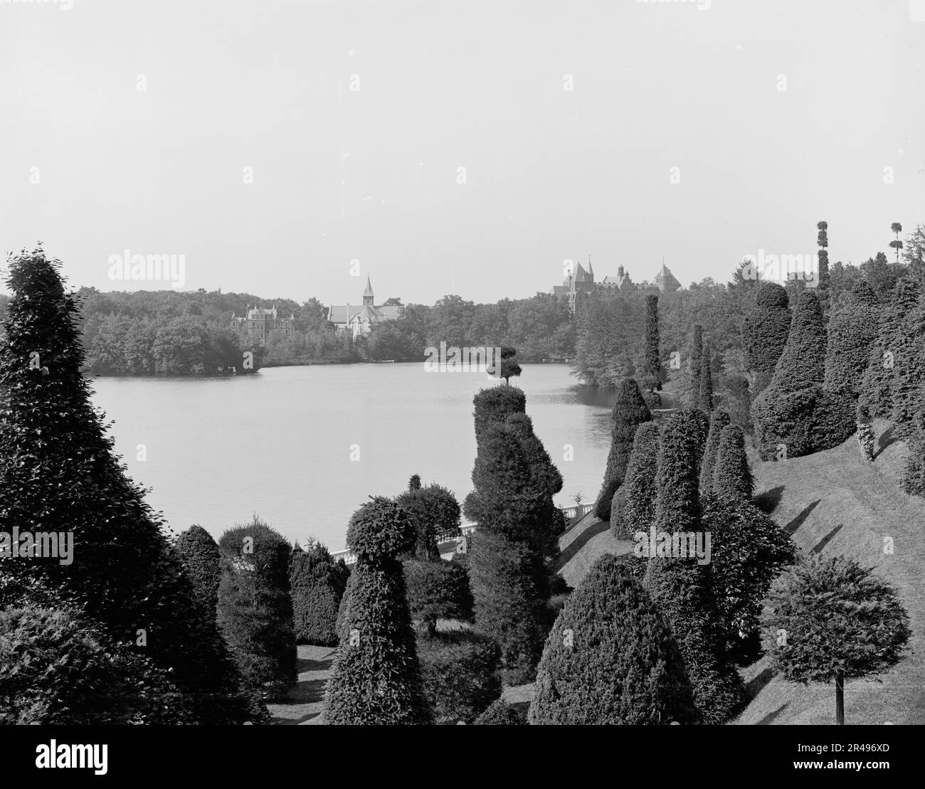 Lake Waban from Hunnewell's Gardens, Wellesley, c1900 Stock Photo - Alamy