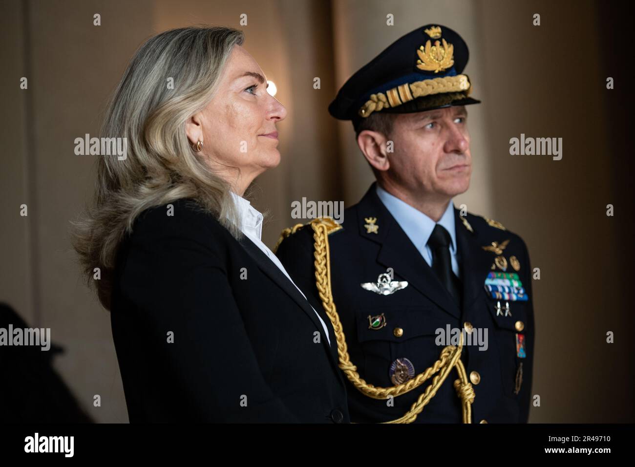 Italian Ambassador to the U.S. Mariangela Zappia (left) and Italian Air ...