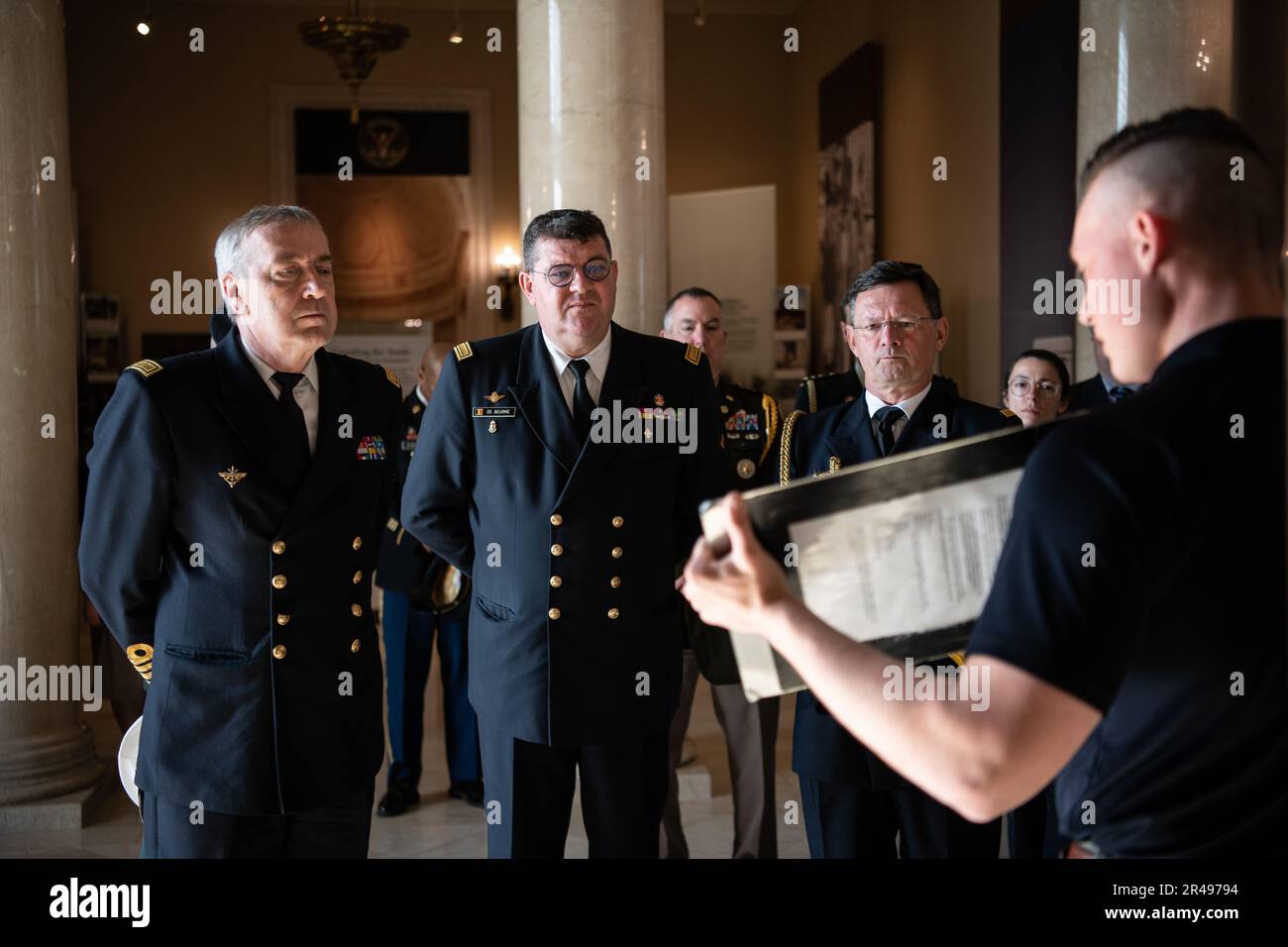 (From left to right) Belgian Chief of Defence Adm. Michel Hofman ...