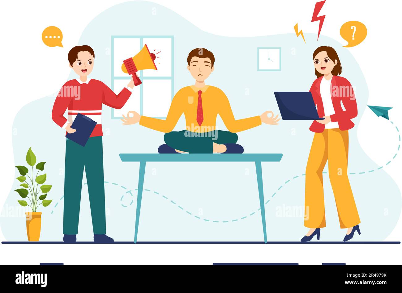 Conflict Resolution And Management Vector Illustration With Two Society