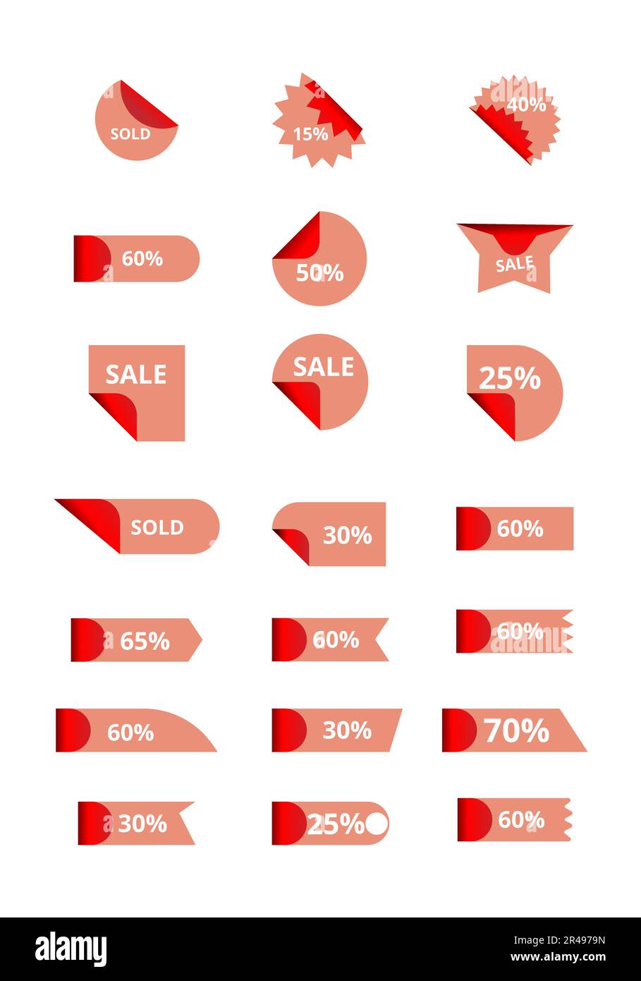 Set of discounts levels, Ribbons, banners icon. Stock illustration ...
