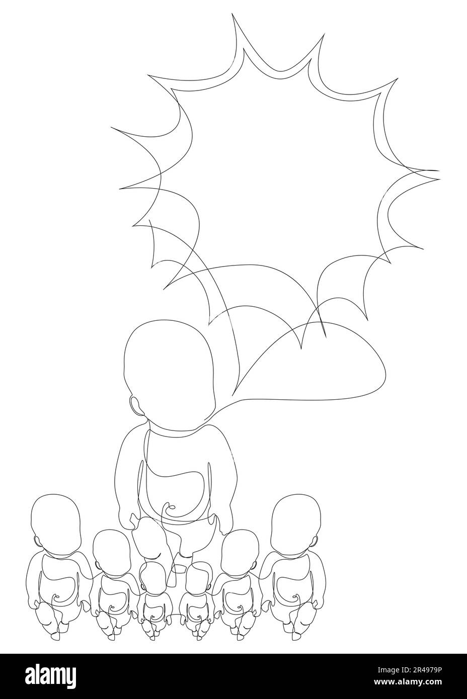 One continuous line of speech bubble with baby. Thin Line Illustration ...