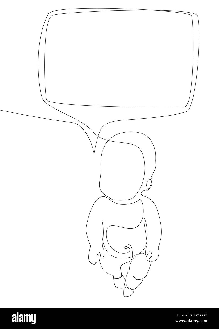 One continuous line of speech bubble with baby. Thin Line Illustration ...