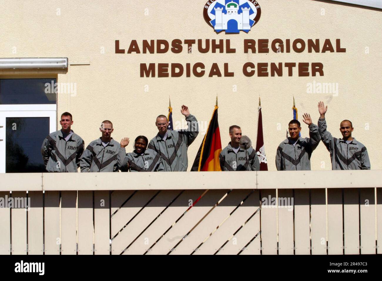 US Navy Seven Army former POW's greet the media form the balcony of ...