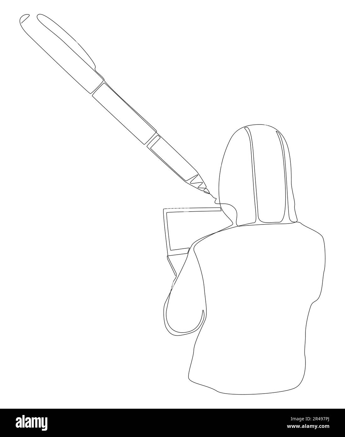 One Continuous Line Of Computer Hacker Drawn By With Felt Tip Pen Thin
